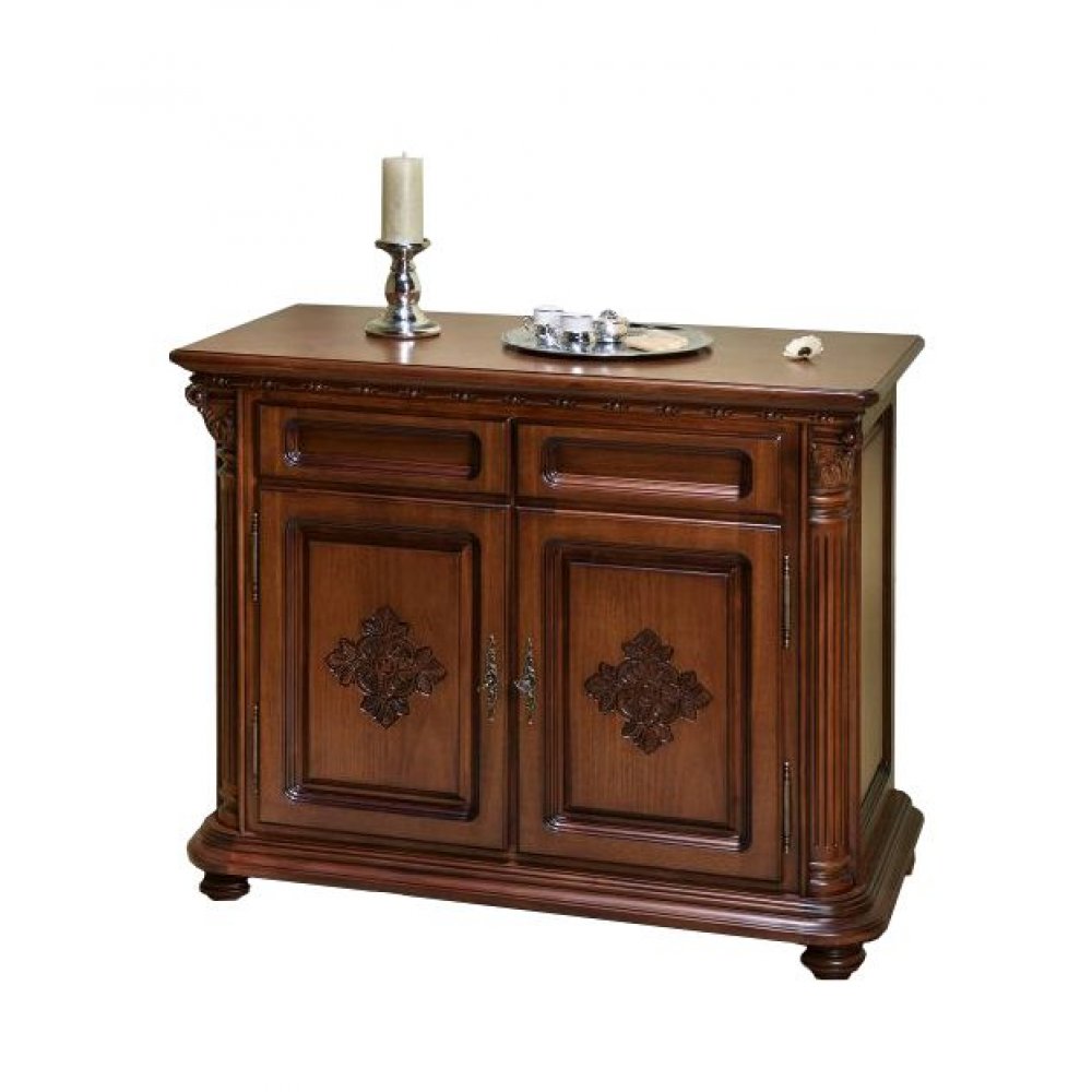 Comodă lemn masiv, bar, maro/alb, 2 uși, 2 sertare, Veneția Lux ...